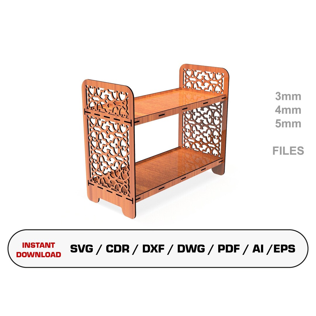 Display Stand Laser Cut File SVG, Decorative Shelf, Rack File Modern ...