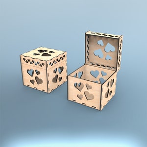 Decorative Box Laser Cut File SVG, Valentines Gift Box With Lid, Cube ...