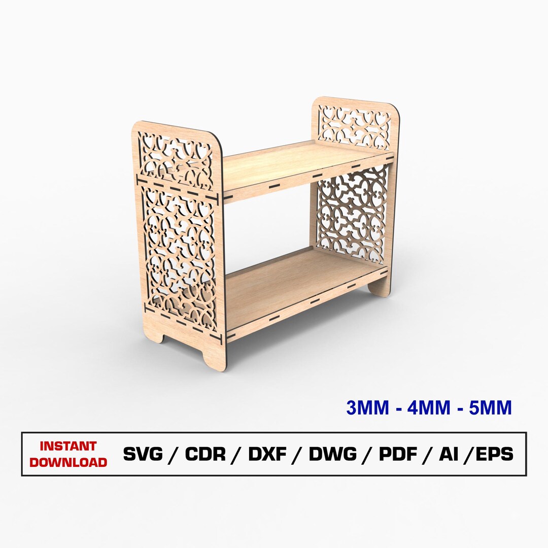Display Stand Laser Cut File SVG, Decorative Shelf, Rack File Modern ...