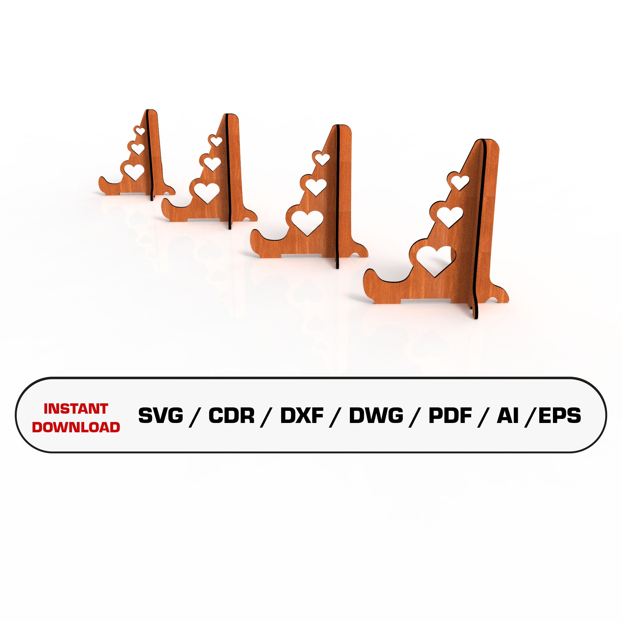 Easel Display Laser Cut Files SVG DXF PDF Plate Stand Glowforge Easel ...