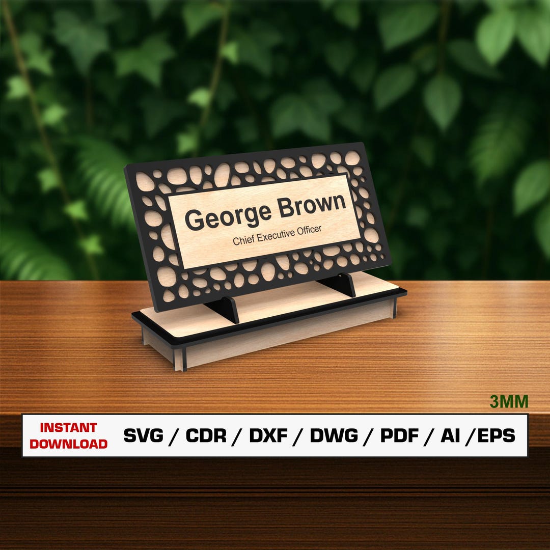 Desk Nameplate Laser Cut File, Desktop Name Plate SVG Files, Vector ...