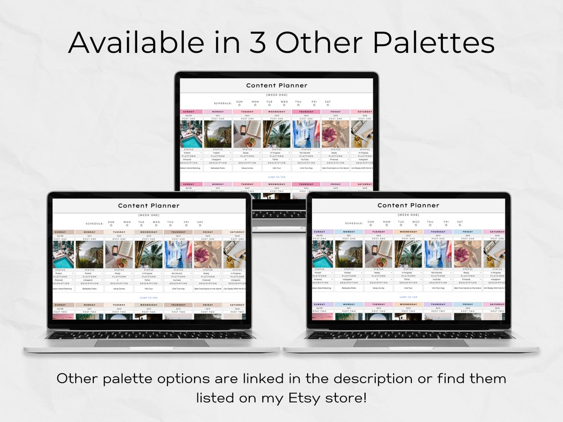 Content Planner Spreadsheet, Google Sheets Template, Social Media ...