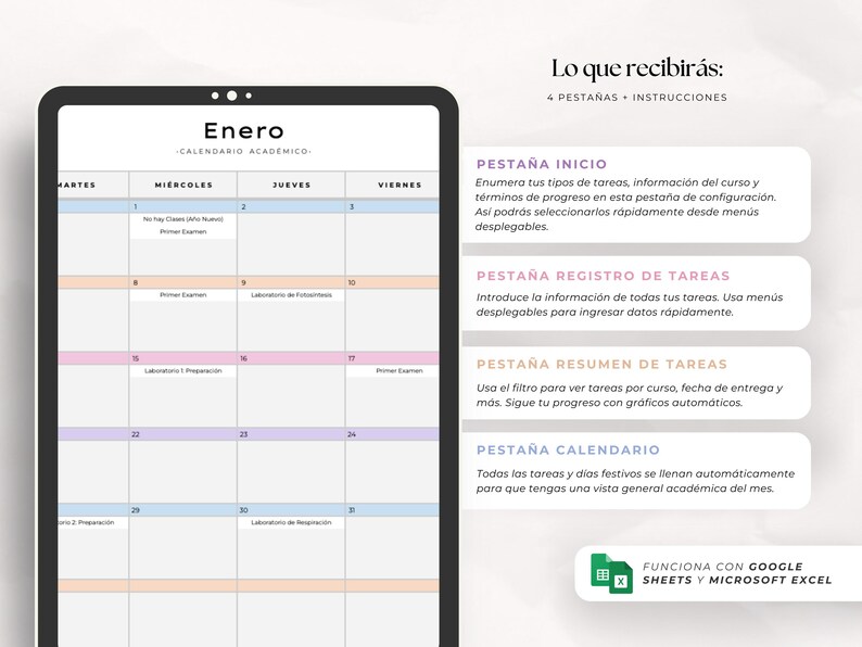 Plantilla De Seguimiento De Tareas | Google Sheets Y Excel | Registro ...