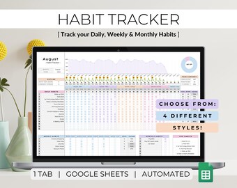 Habit Tracker Spreadsheet, Google Sheets Template, Daily, Weekly ...