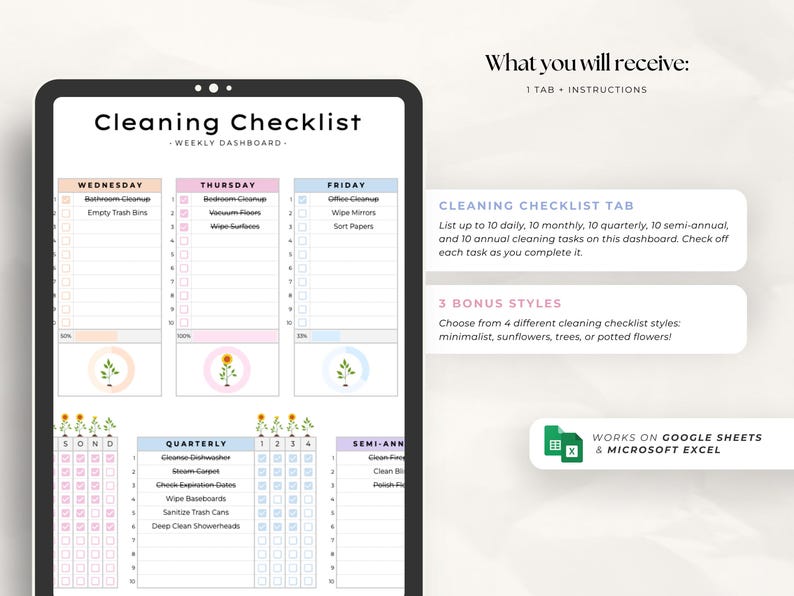 Ultimate Cleaning Checklist | Google Sheets & Microsoft Excel Template ...