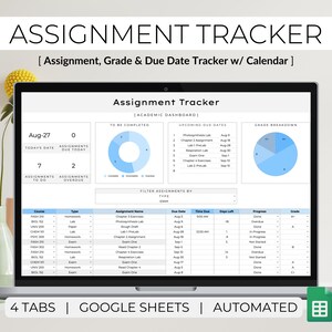 Assignment Tracker Spreadsheet, Google Sheets Template, Homework ...