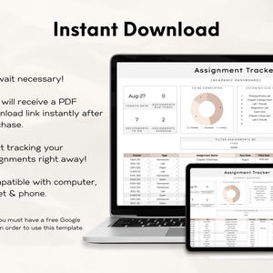 Assignment Tracker Spreadsheet, Google Sheets Template, Homework ...