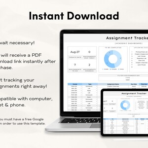 Assignment Tracker Spreadsheet, Google Sheets Template, Homework ...