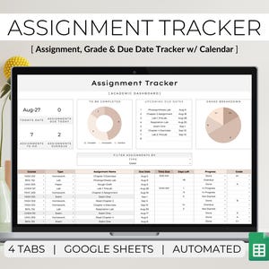Assignment Tracker Spreadsheet, Google Sheets Template, Homework ...