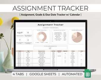 Assignment Tracker Student Homework Planner Google Sheets Excel 2024 ...