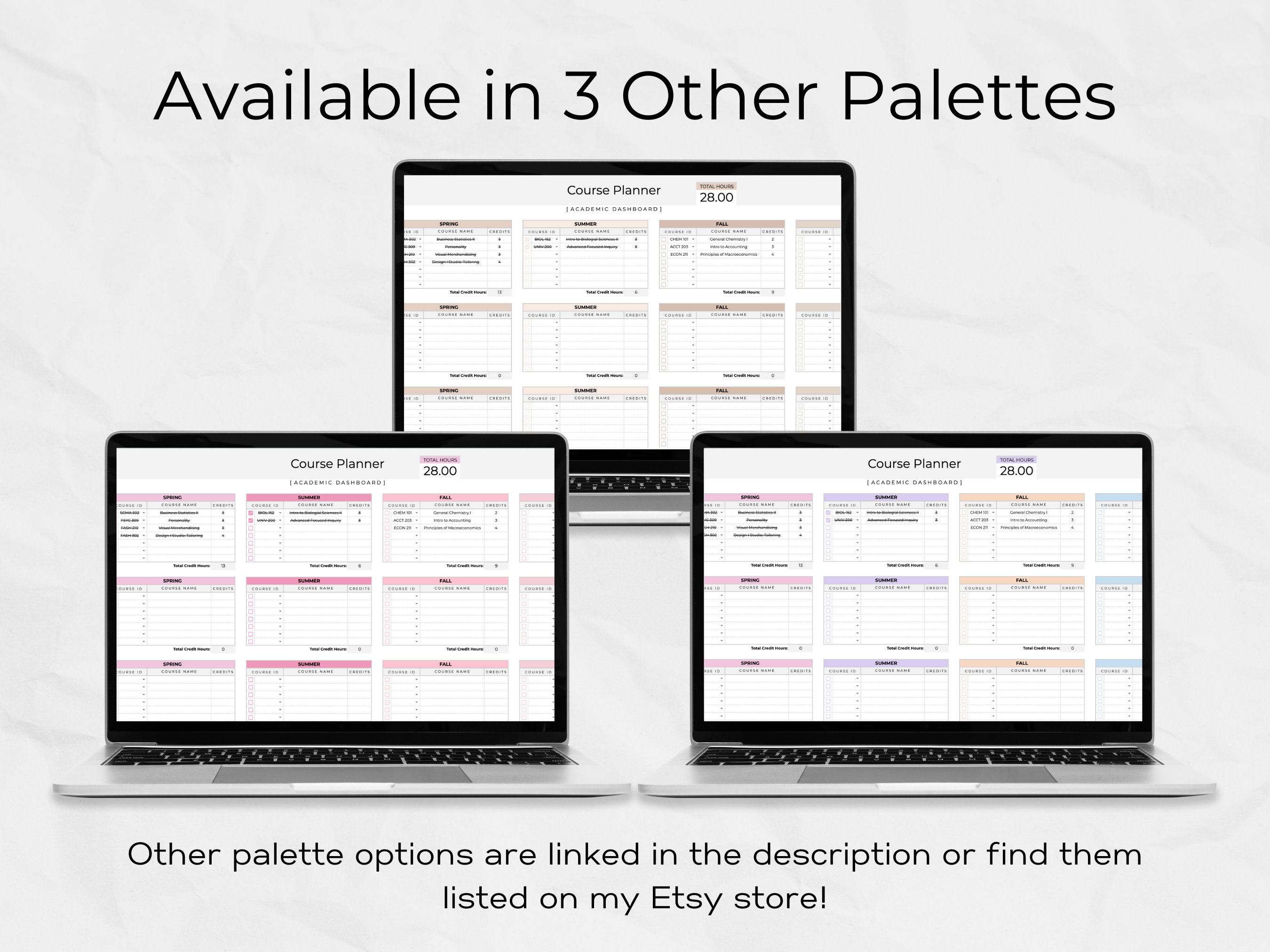 Course Planner Spreadsheet, Google Sheets Template, Academic Planner ...