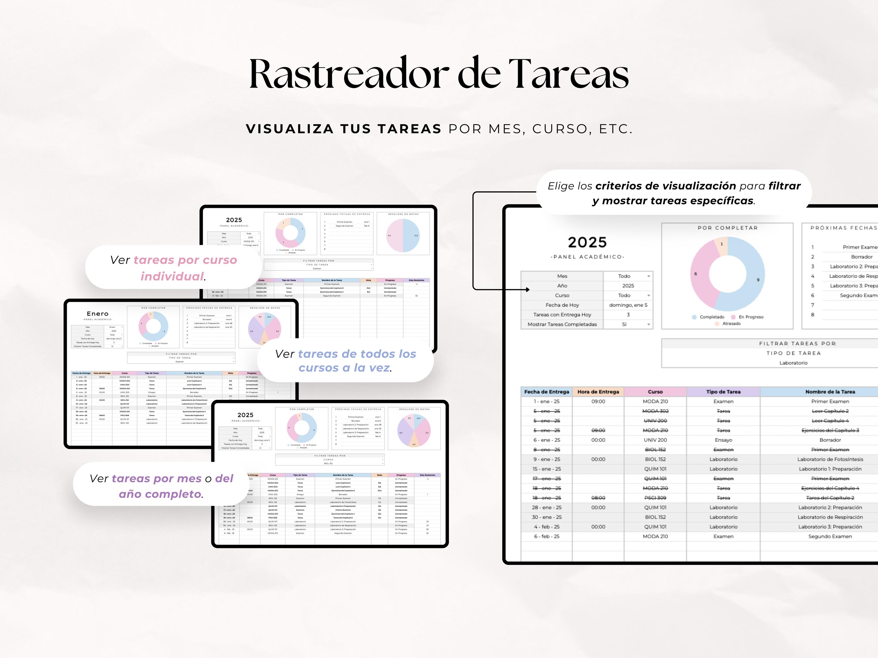 Plantilla De Seguimiento De Tareas | Google Sheets Y Excel | Registro ...