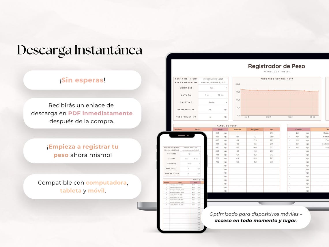 Hoja Control Peso | Google Sheets Y Excel | Seguimiento Salud - Etsy