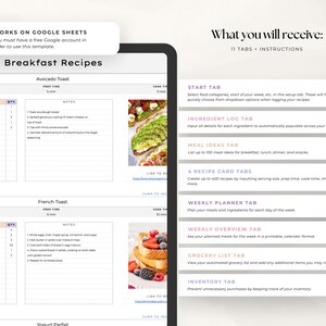 Weekly Meal Planner & Grocery List Google Sheets Template Food Prep ...