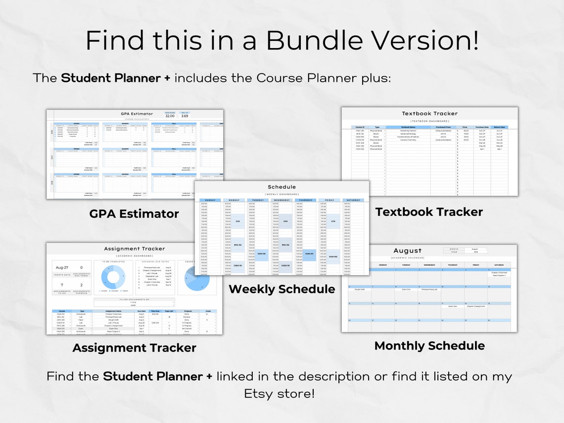 Course Planner Spreadsheet, Google Sheets Template, Academic Planner ...