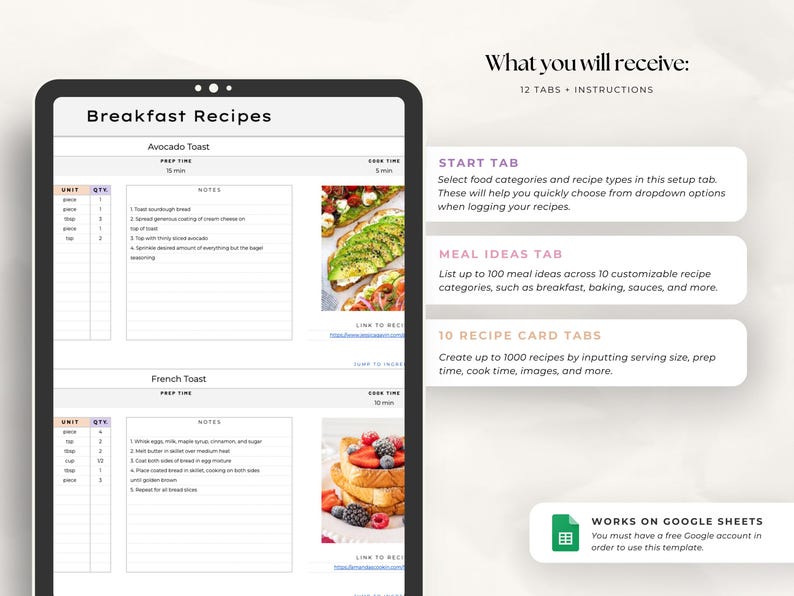 Ultimate Recipe Organizer: Google Sheets Digital Cook Book (digital ...