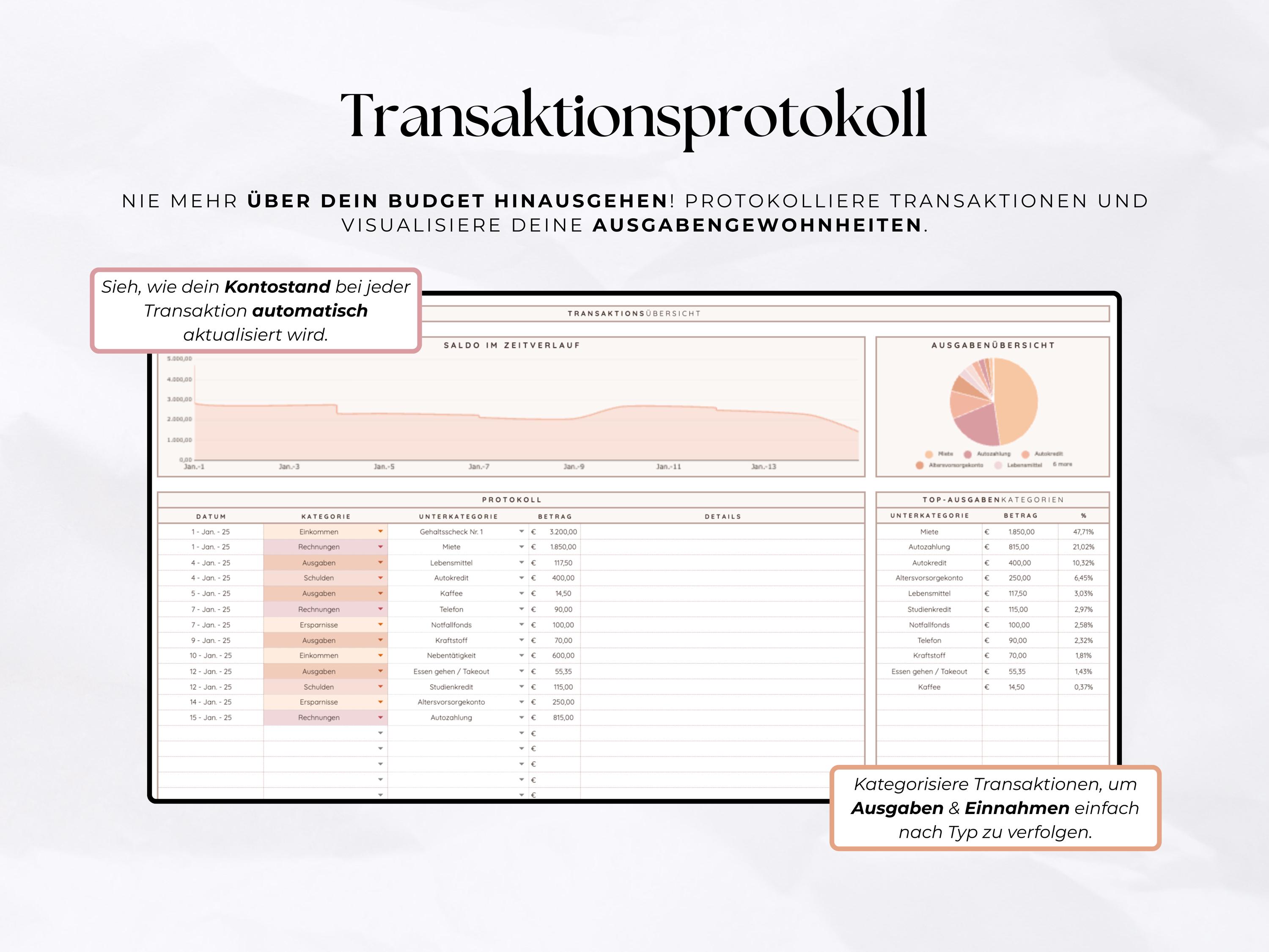 Haushaltsplaner Tabelle | Google Sheets & Excel | Einnahmen und ...