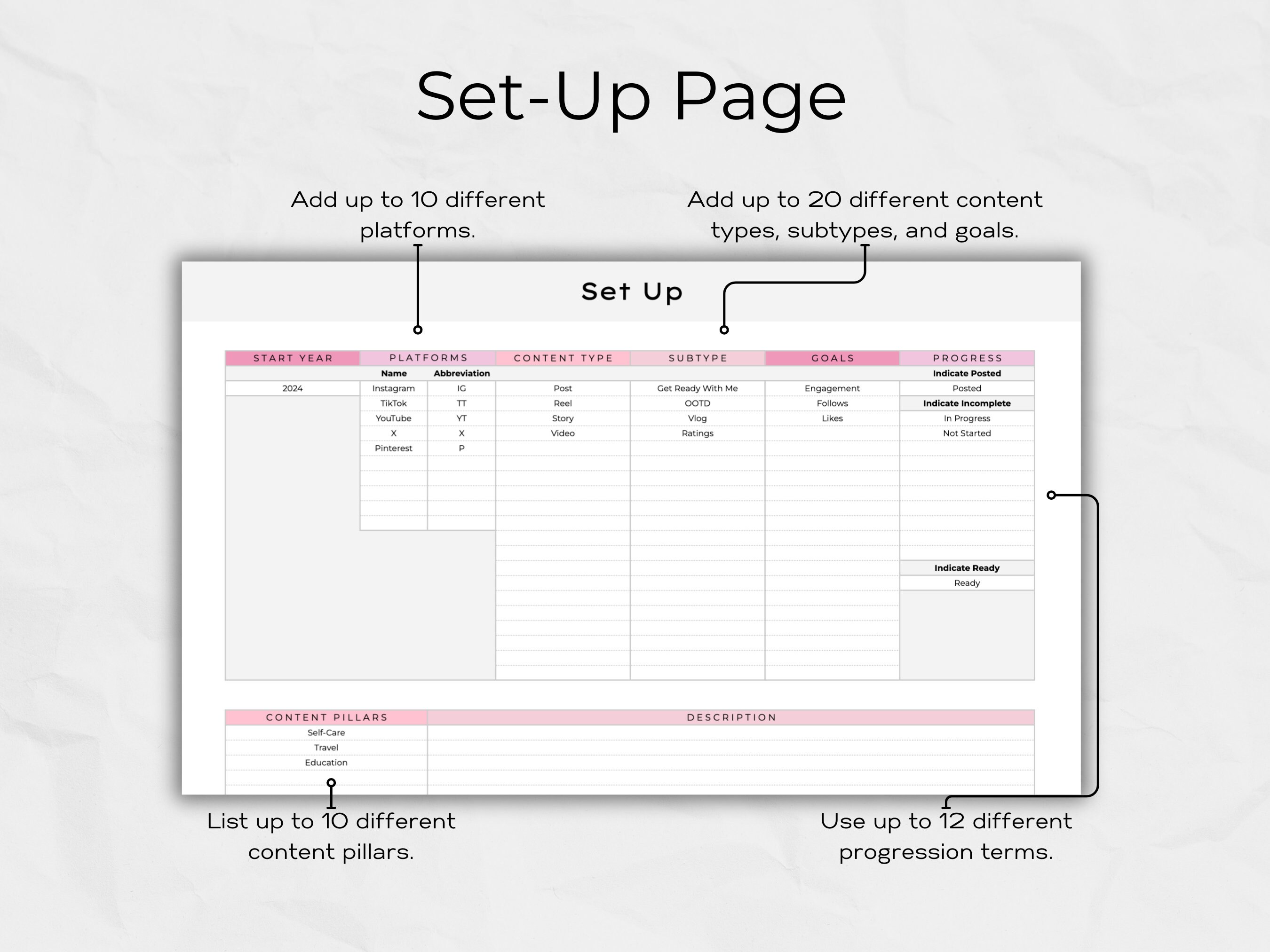 Content Planner Spreadsheet, Google Sheets Template, Social Media ...