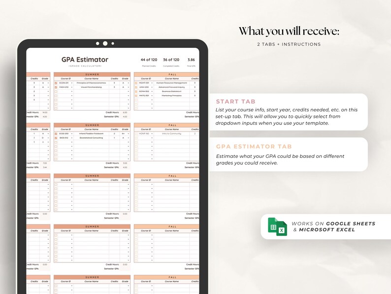 Automated GPA Calculator: Grade Tracker Spreadsheet (google Sheets ...