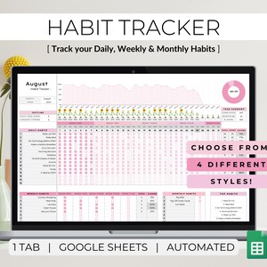 Habit Tracker Spreadsheet, Google Sheets Template, Daily, Weekly ...