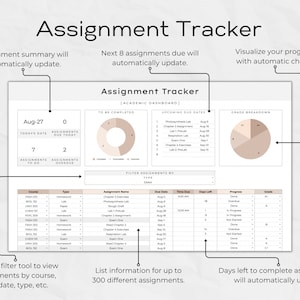 Assignment Tracker Spreadsheet, Google Sheets Template, Homework ...