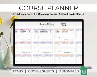 Student Planner, Academic Planner, Course Planner Spreadsheet, Google ...