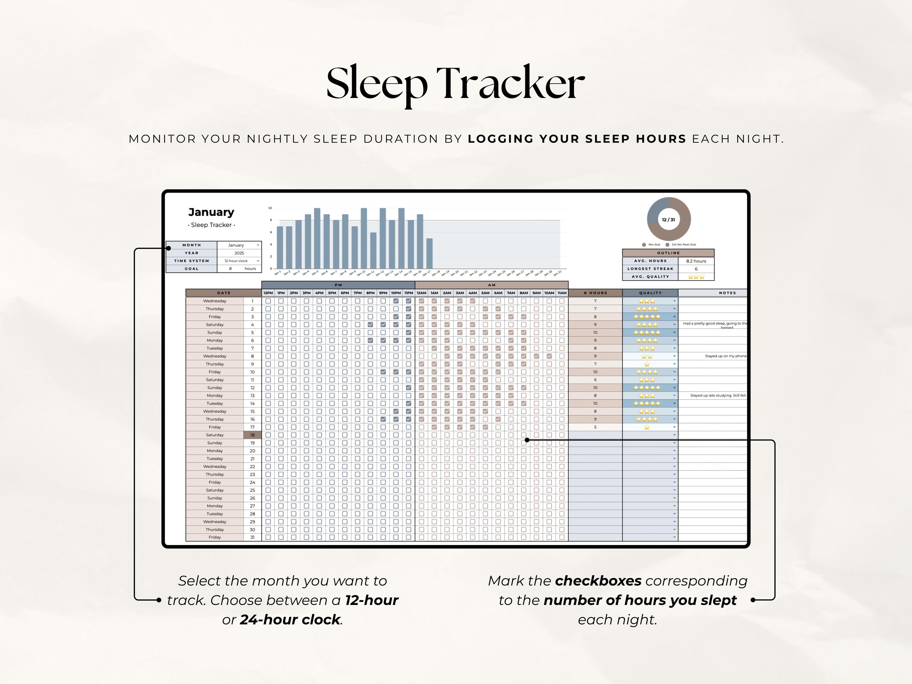 Digital Sleep Tracker: Google Sheets & Excel Sleep Journal - Etsy