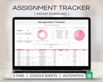 Google Sheets Assignment Tracker Spreadsheet Template, College ...