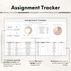 Assignment Tracker Spreadsheet, Google Sheets Template, Homework ...