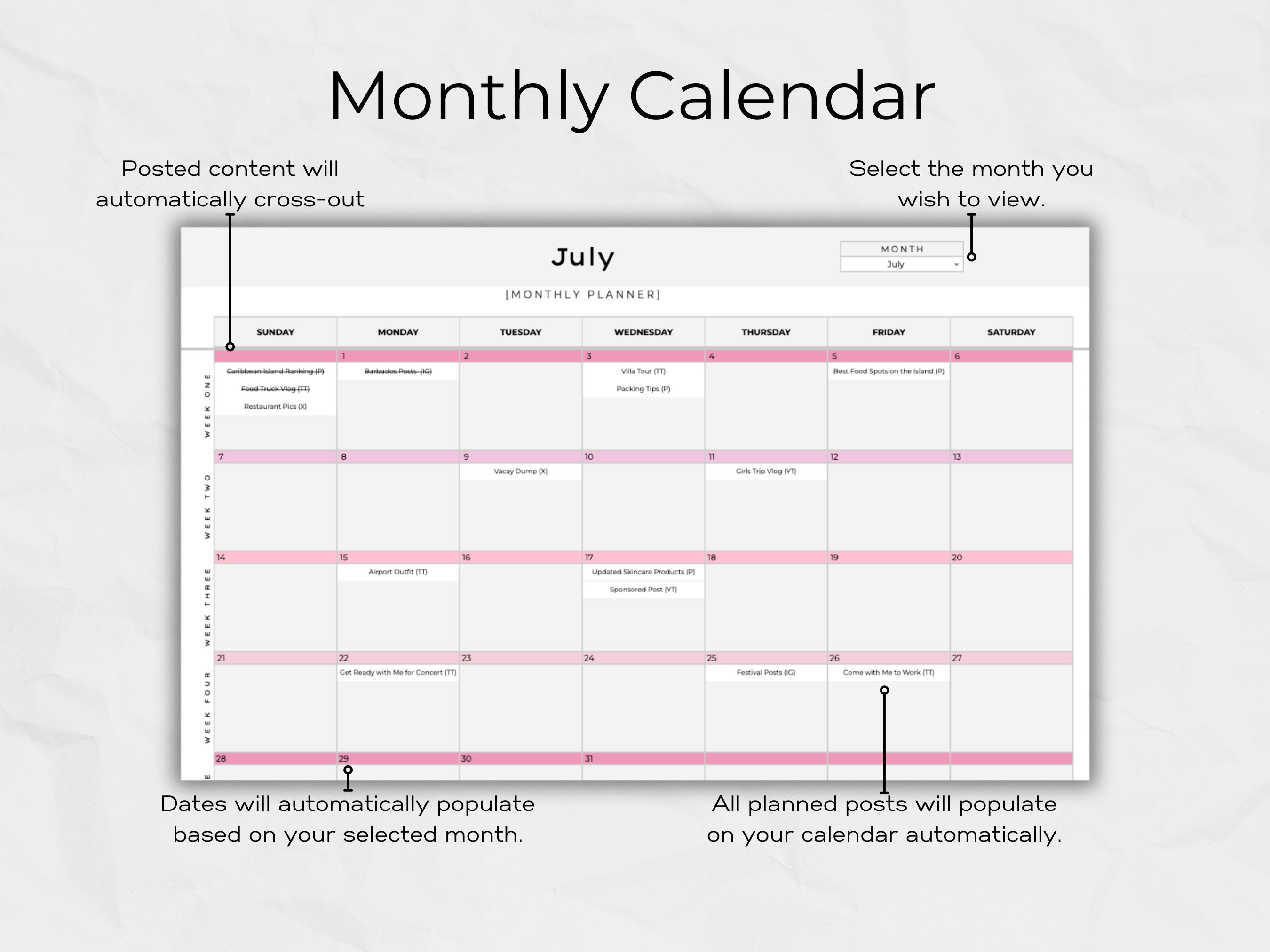 Content Planner Spreadsheet, Google Sheets Template, Social Media ...