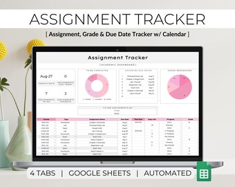 Assignment Tracker Spreadsheet, Google Sheets Template, Homework ...