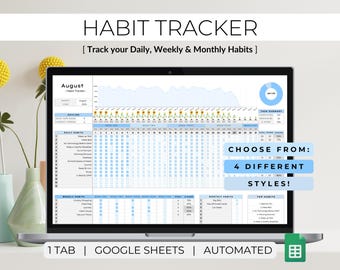 Habit Tracker Spreadsheet, Google Sheets Template, Daily, Weekly ...