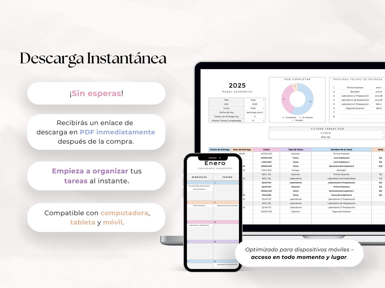 Plantilla De Seguimiento De Tareas | Google Sheets Y Excel | Registro ...