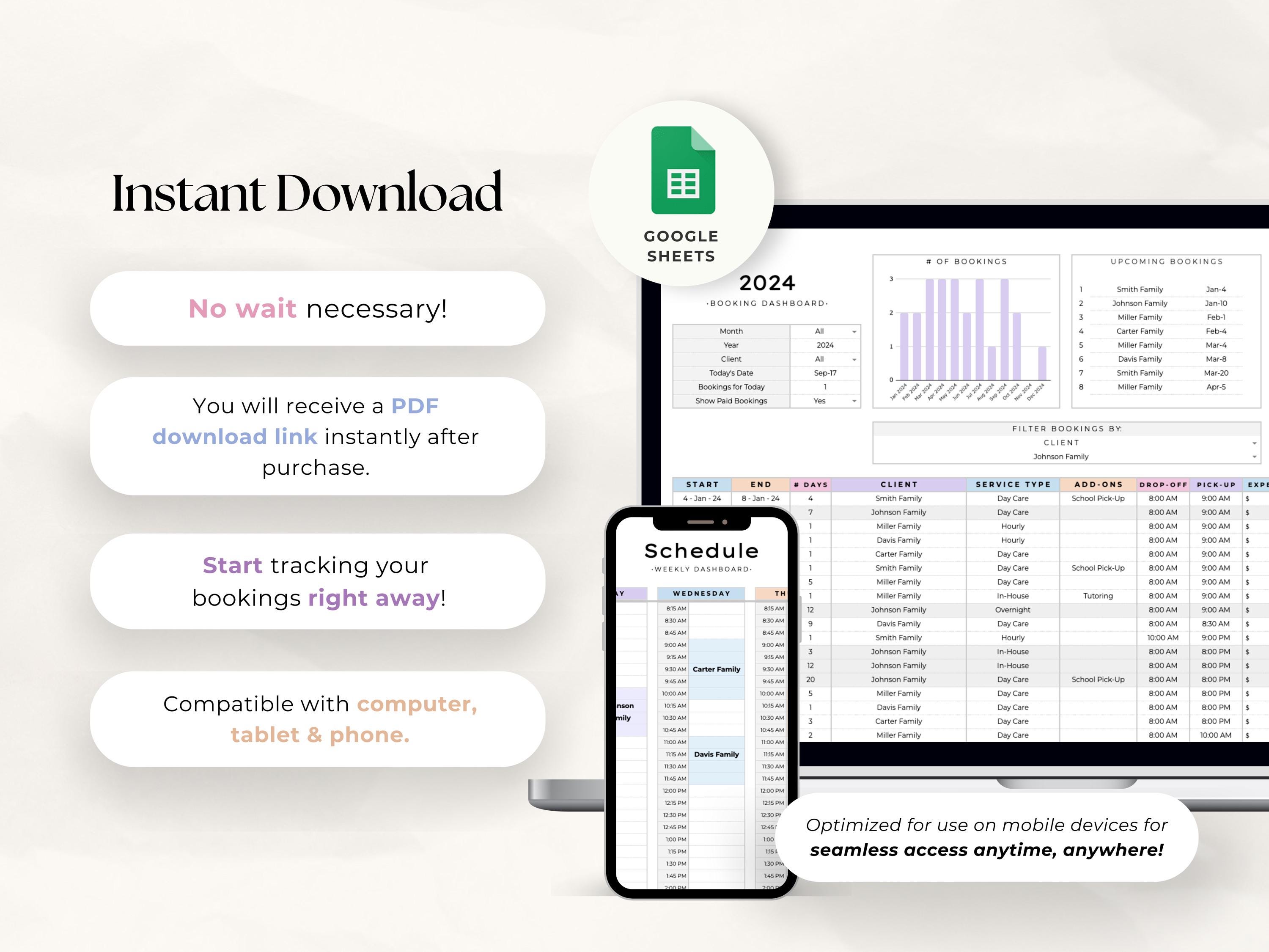 Ultimate Babysitting Tracker Google Sheets Template Childcare Planner ...