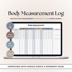 Body Size Tracker | Digital Fitness Log for Google Sheets & Excel - Etsy