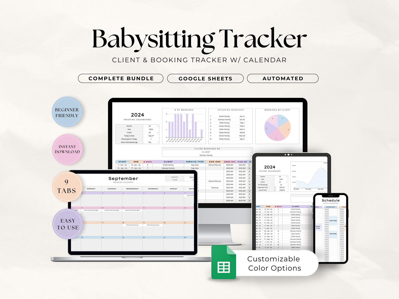 Ultimate Babysitting Tracker Google Sheets Template Childcare Planner ...