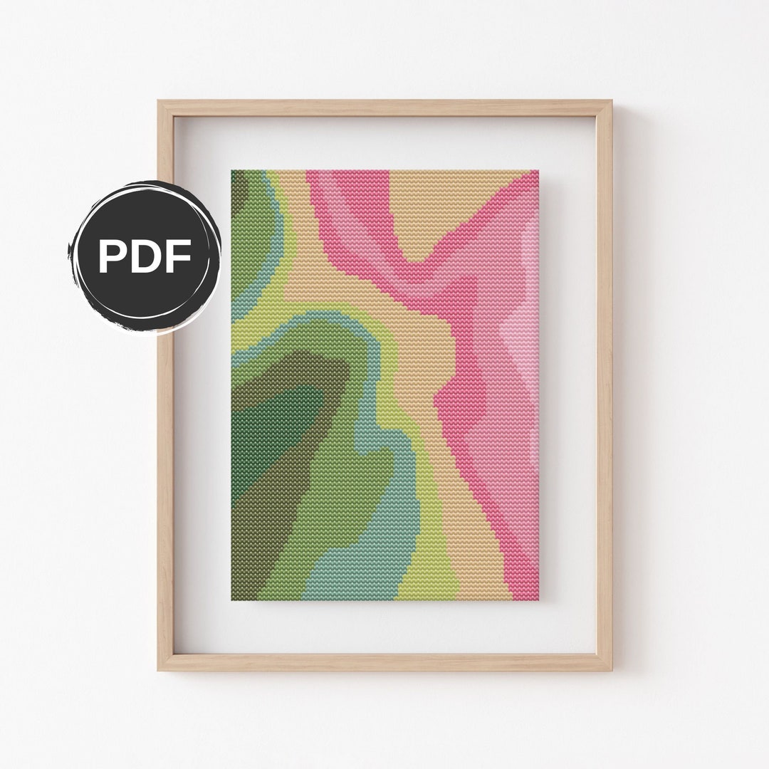 Marbled Cross Stitch Pattern PDF, Abstract Colorful Embroidery Pattern ...