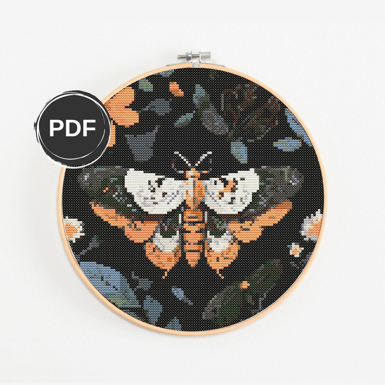 Butterfly Cross Stitch Pattern PDF, Modern Embroidery, Insect Cross ...