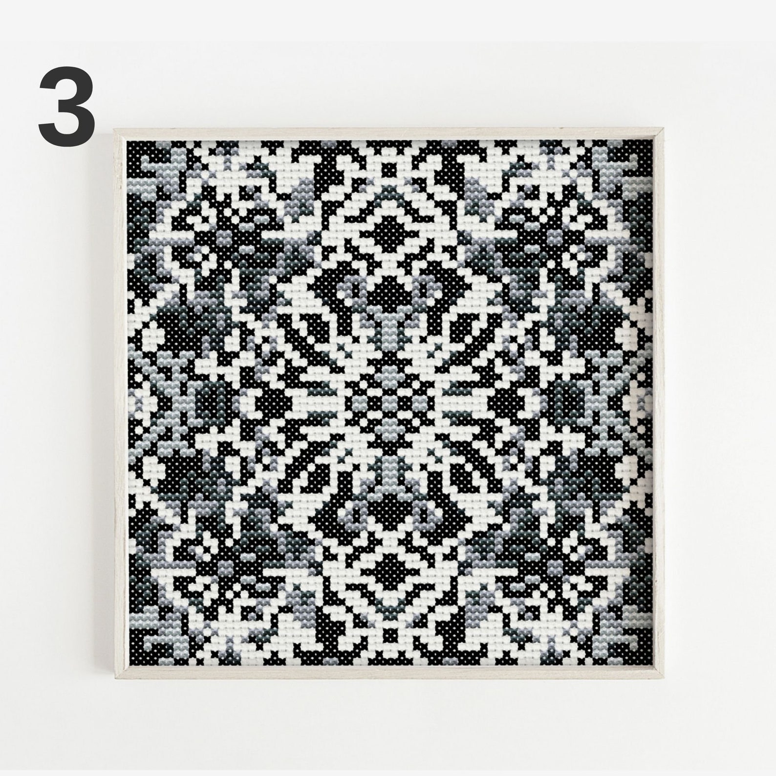 Blackwork Cross Stitch Pattern Bundle, Modern Geometric Cross Stitch Wall Art, Monochrome Cross ...