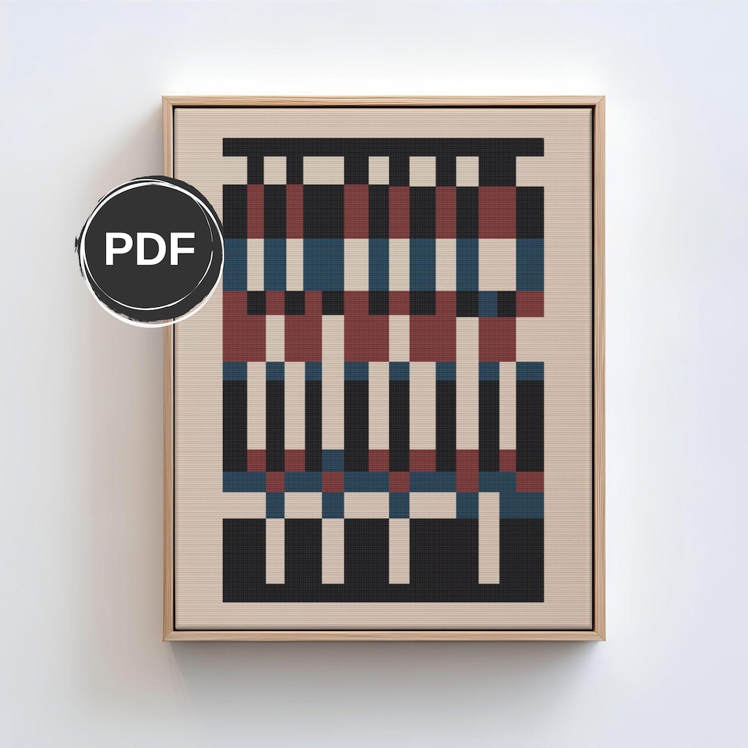 Mid Century Modern Cross Stitch Pattern Geometric, Bauhaus Embroidery ...
