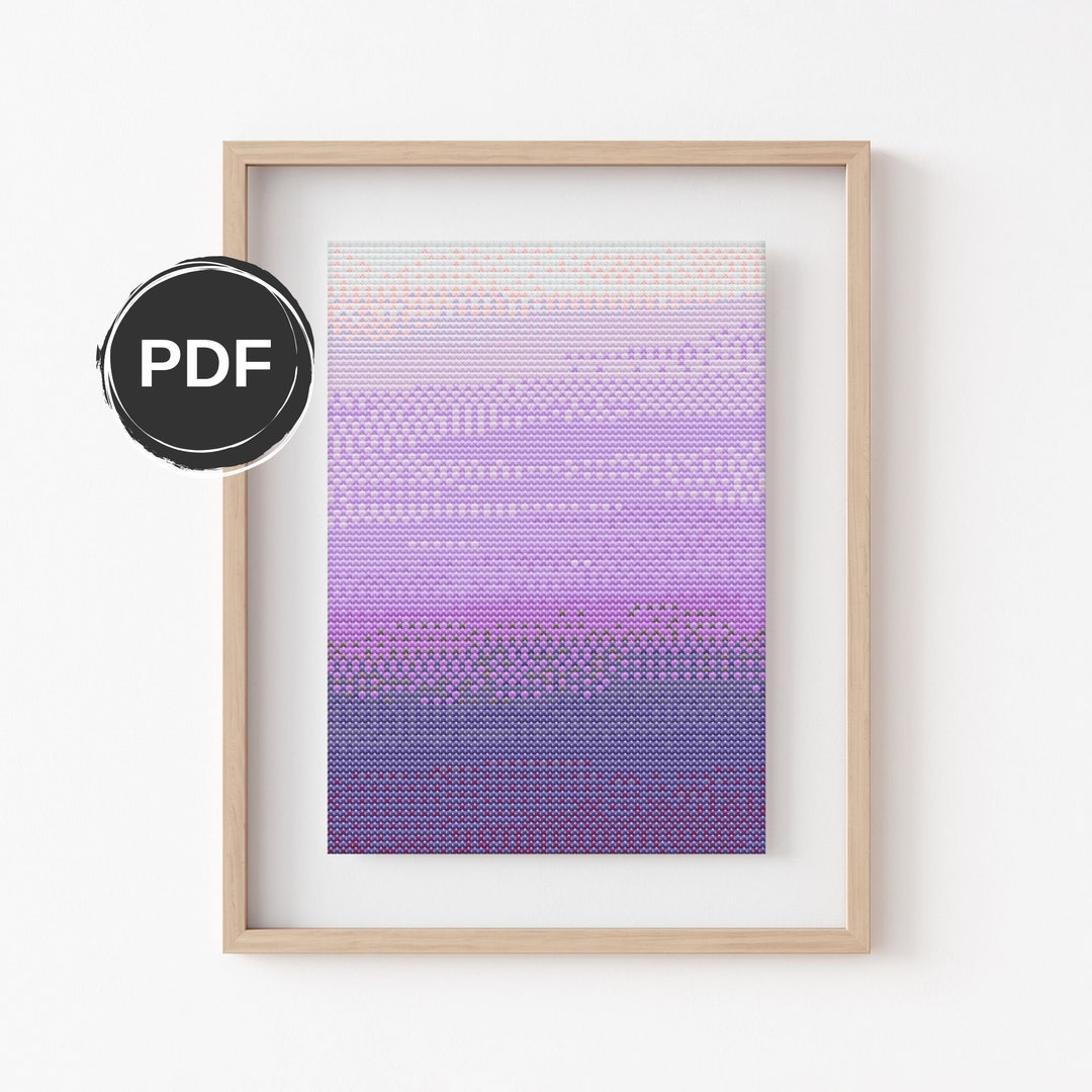 Purple Cross Stitch Pattern Abstract, Modern Cross Stitch Pattern PDF ...