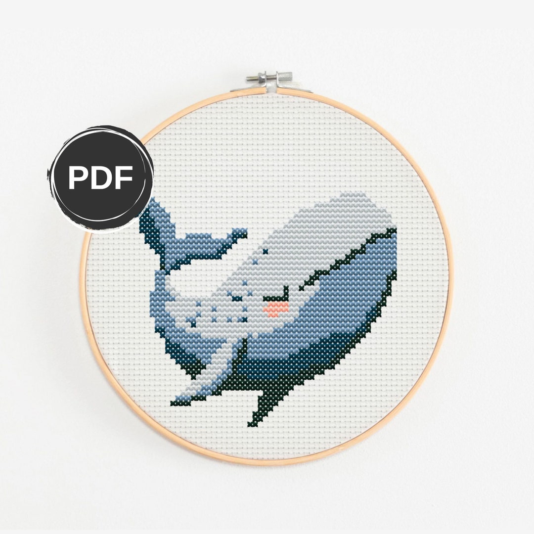 Whale Cross Stitch Pattern PDF, Nursery Embroidery Pattern Design, Baby ...