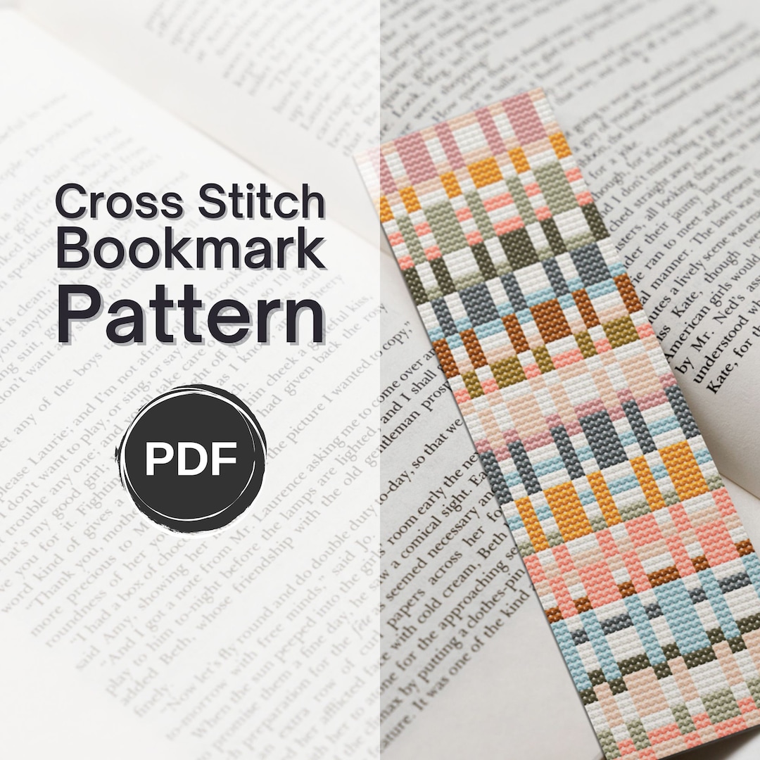 Cross Stitch Bookmark Pattern, Book Lover Gift, Geometric Modern ...
