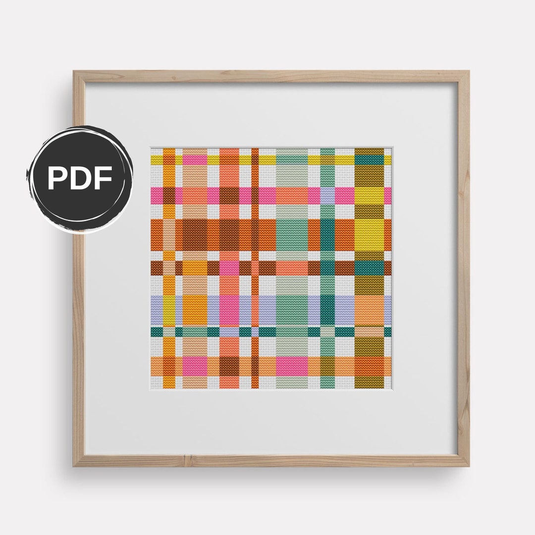 Modern Cross Stitch Pattern Geometric, Colorful Embroidery Pattern PDF ...