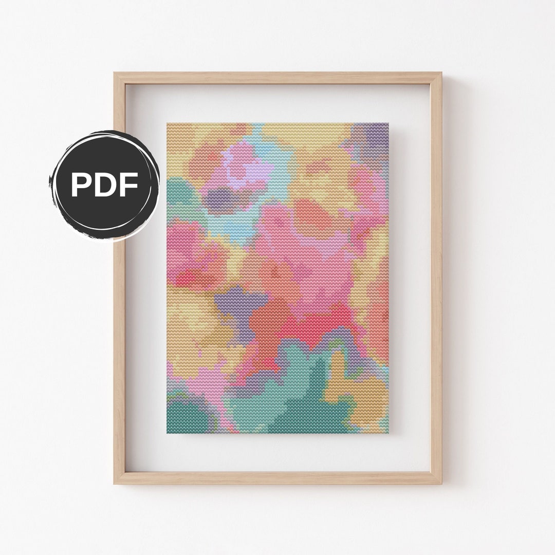 Modern Cross Stitch Pattern PDF, Abstract Floral Embroidery Pattern ...
