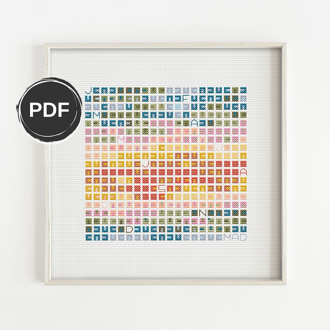 Temperature Cross Stitch Pattern PDF, Geometric Cross Stitch Chart ...
