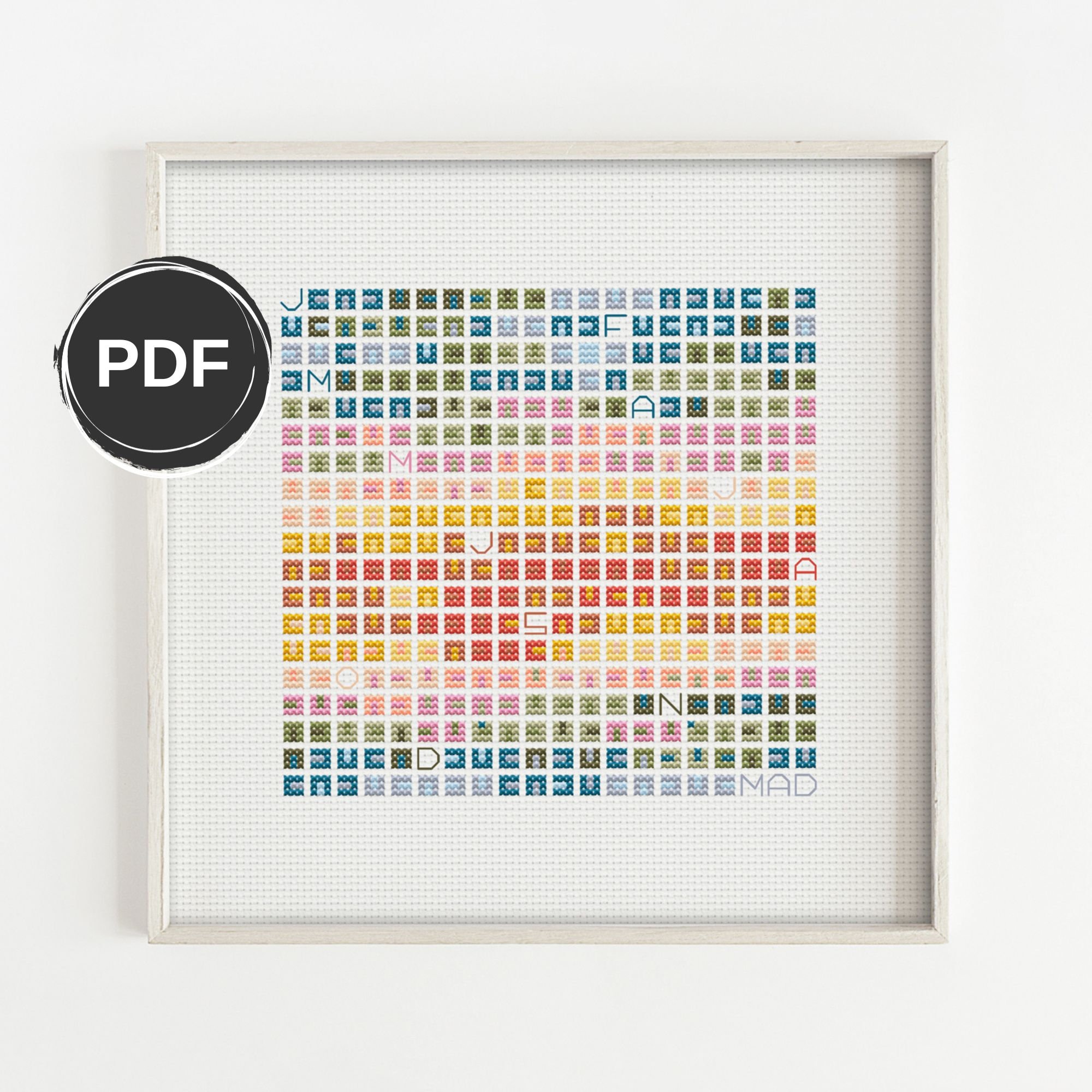 Temperature Cross Stitch Pattern PDF, Geometric Cross Stitch Chart ...