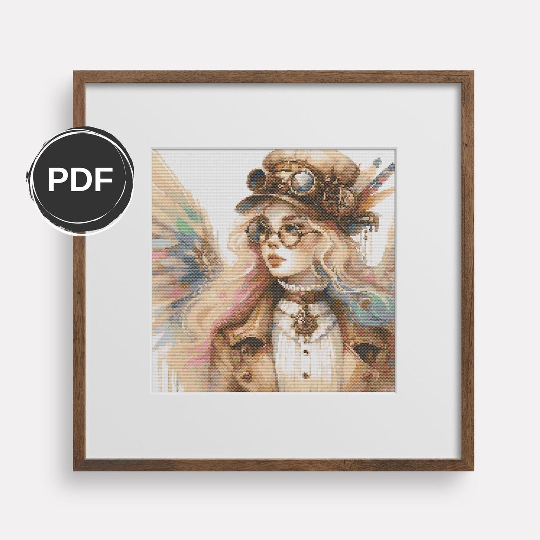 Steampunk Cross Stitch Pattern PDF, Full Coverage Cross Stitch Pattern ...