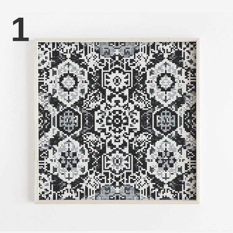 Blackwork Cross Stitch Pattern Bundle, Modern Geometric Cross Stitch Wall Art, Monochrome Cross ...