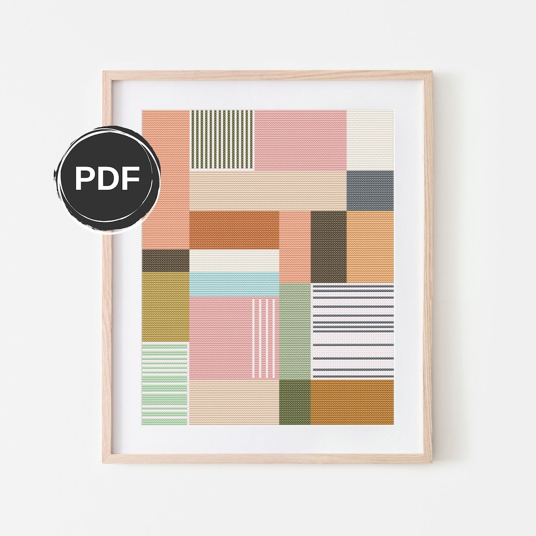 Modern Cross Stitch Pattern Geometric, Contemporary Embroidery Pattern ...